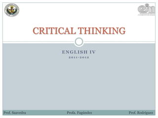 Critical thinking - First class | PPTX