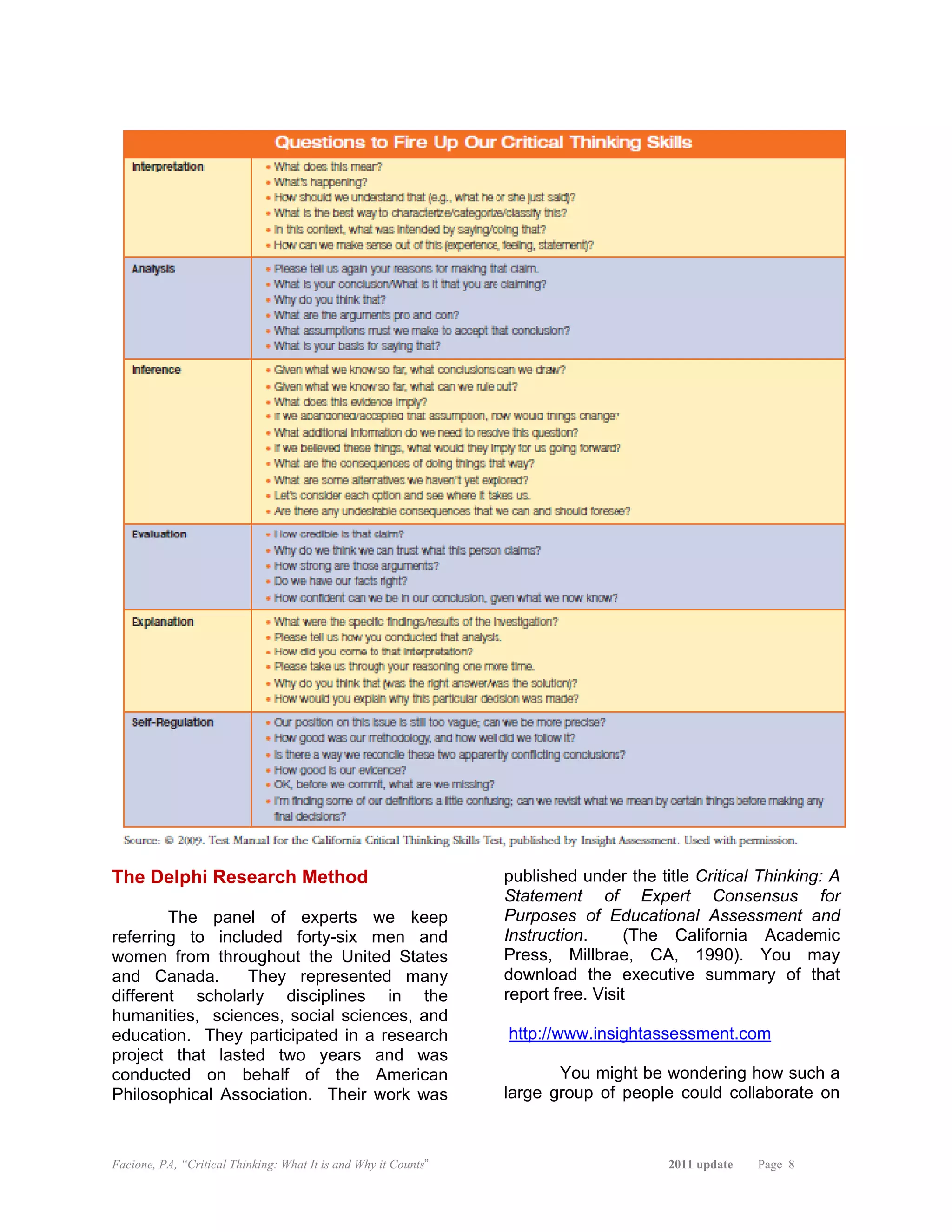 Critical thinking what it is and why it counts | PDF