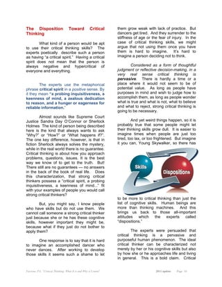 Critical thinking what it is and why it counts | PDF