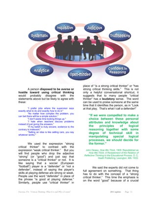 Critical thinking what it is and why it counts | PDF