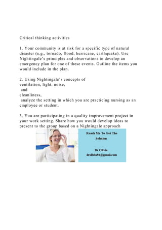 Critical thinking activities1. Your community is at risk for.docx