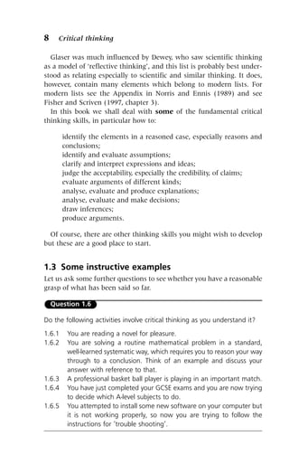 Critical thinking a fisher | PDF | Educational Assessment | Education