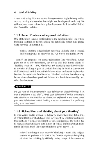 Critical thinking a fisher | PDF