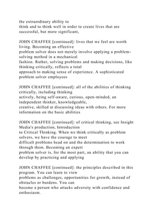 Critical Thinking Analyzing Problemsand DecisionsVideo .docx