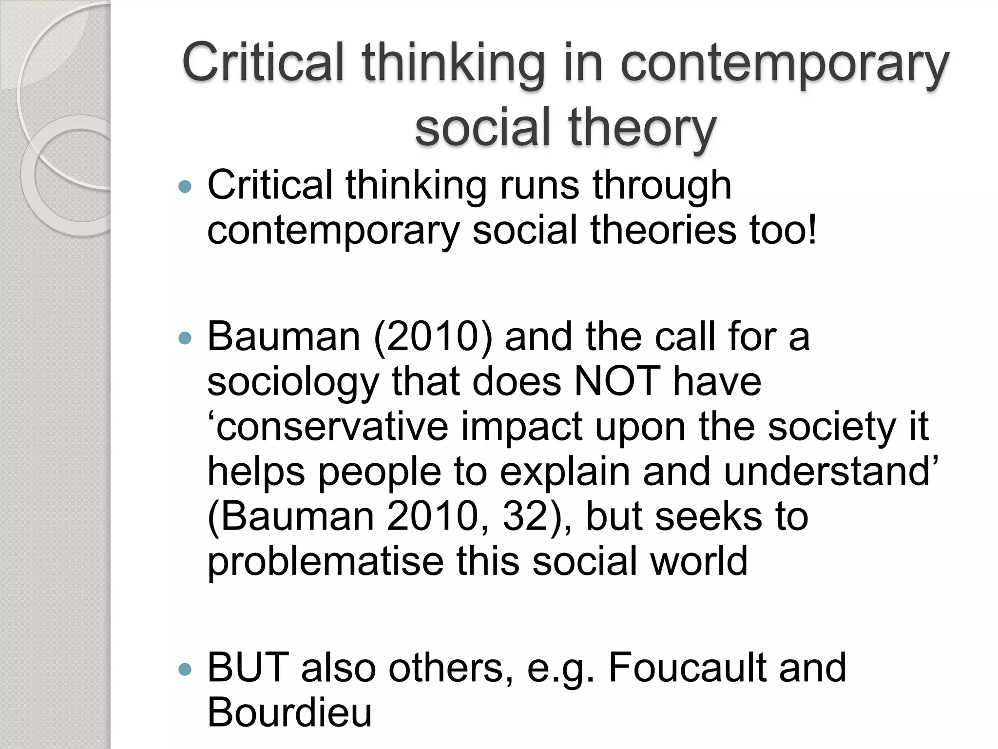 Critical Thinking and A Level Sociology by Charlie Masquelier | PPTX