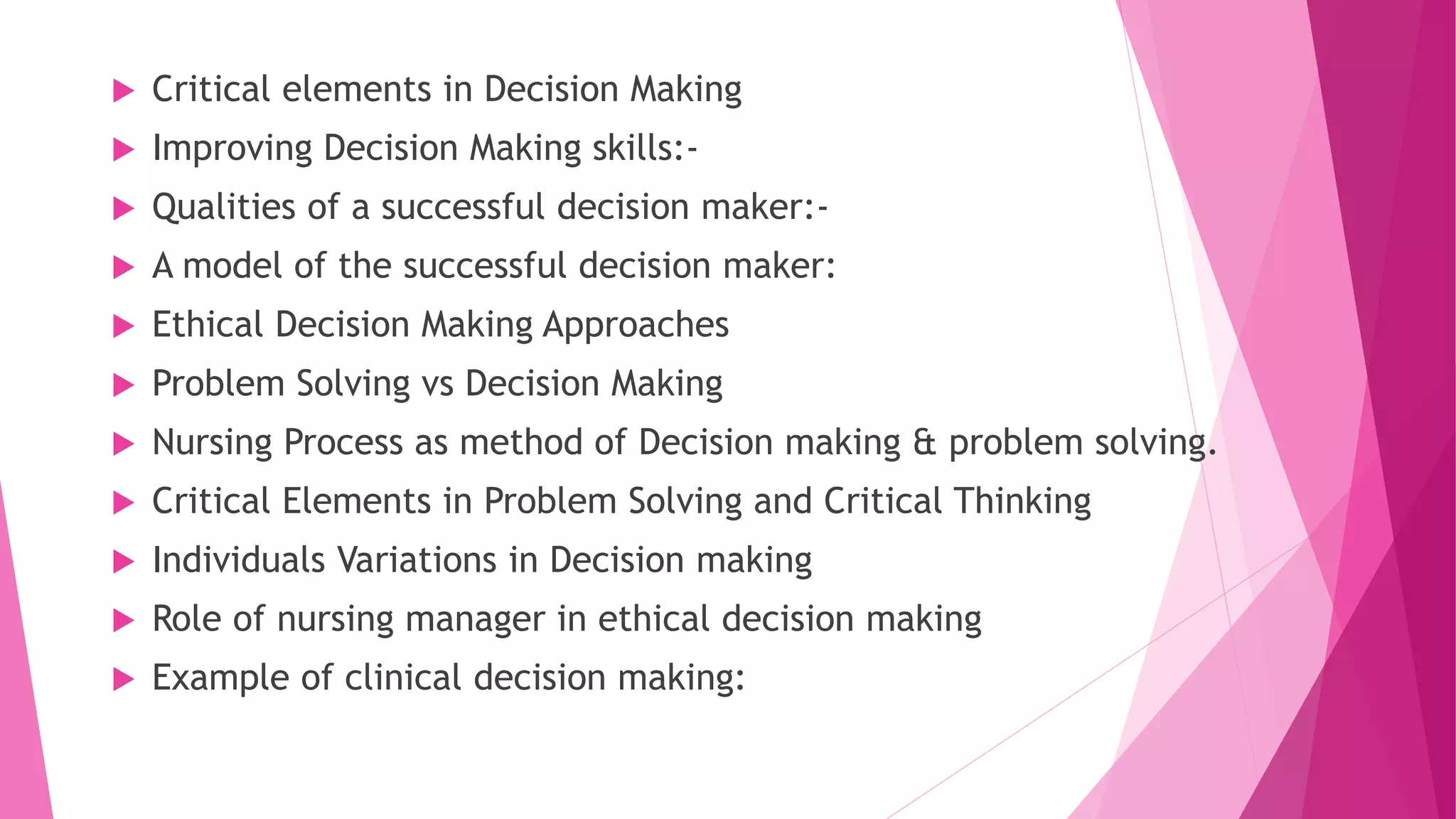 Critical thinking and decision making | PPTX