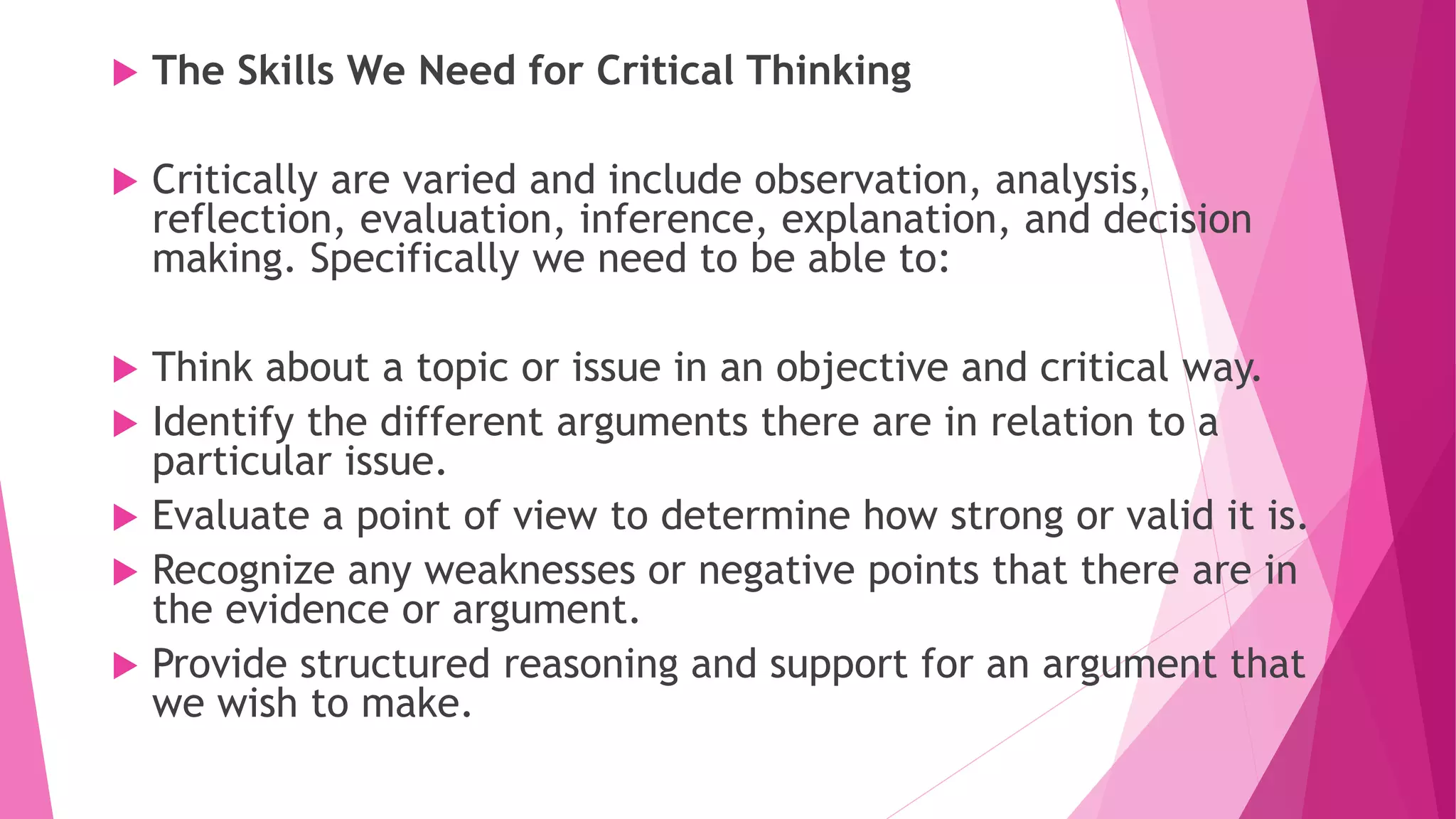 Critical thinking and decision making | PPTX
