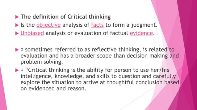 Critical thinking and decision making | PPTX | Education
