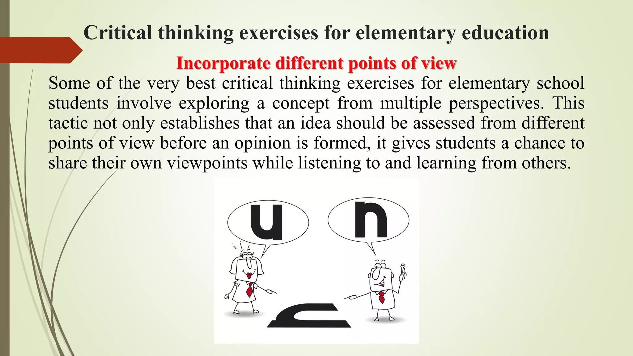 Critical thinking and exercises for elementary education | PDF