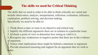 Critical thinking and exercises for elementary education | PDF