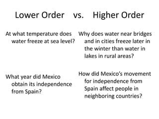Higher Order Thinking Questions Third Grade