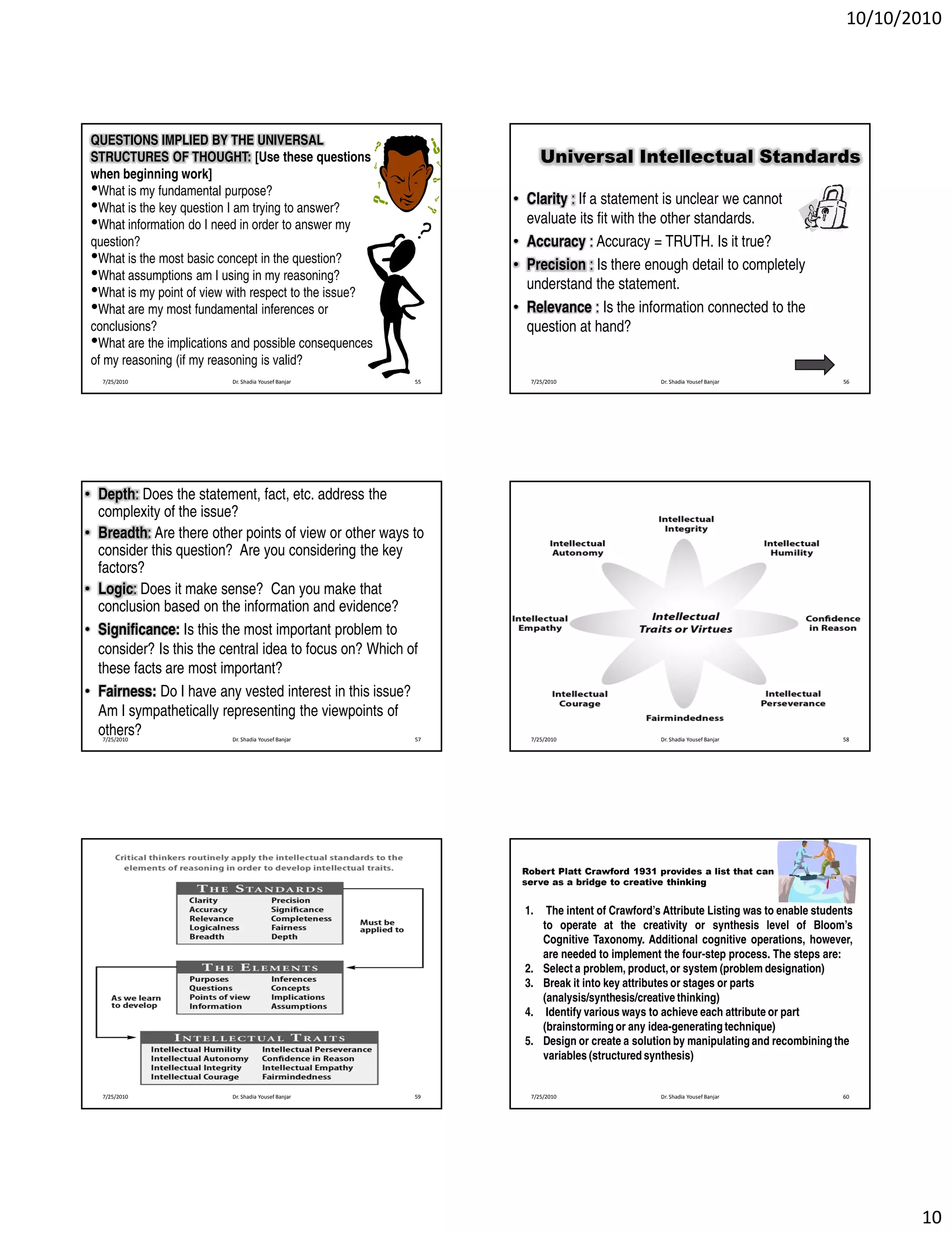 Critical thinking, by dr. shadia yousef banjar 2011.pptx