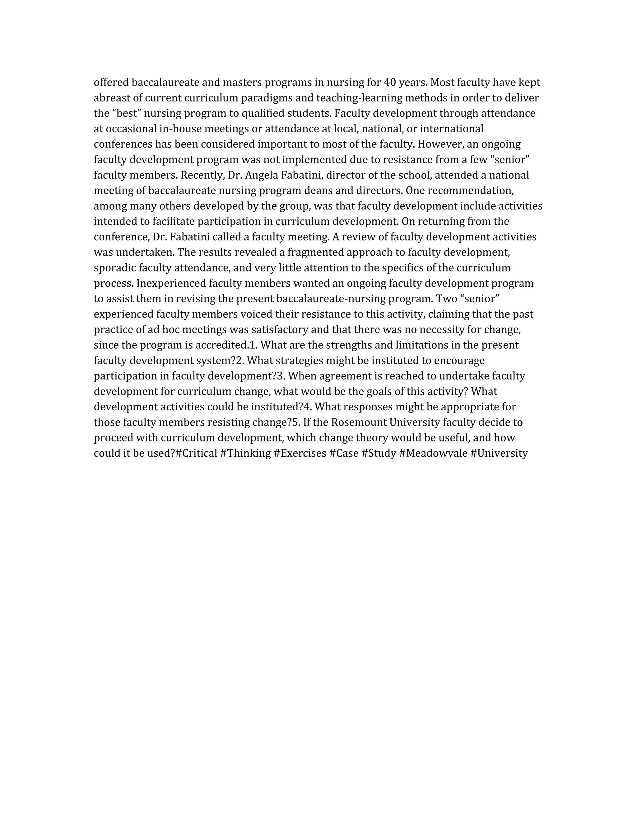 Critical Thinking Case Study Meadowvale University.docx