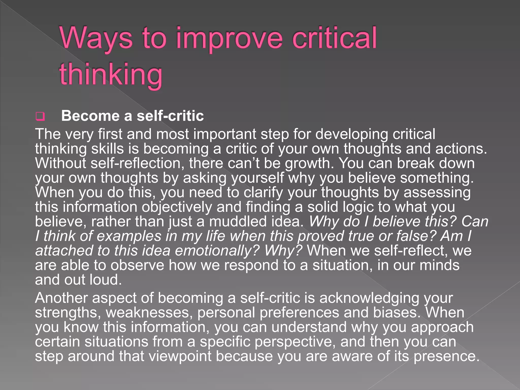 Critical thinking & decisions | PPT
