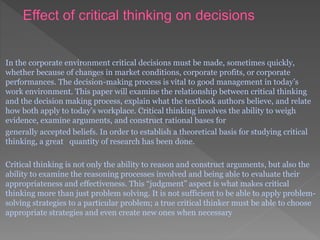 Critical thinking & decisions | PPT