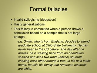 Critical thinking fallacious reasoning | PPTX