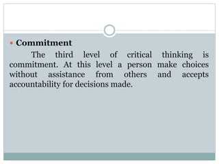 Critical thinking in nursing process | PPSX