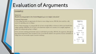 Critical thinking measurement tools and assessment rubrics report | PPTX