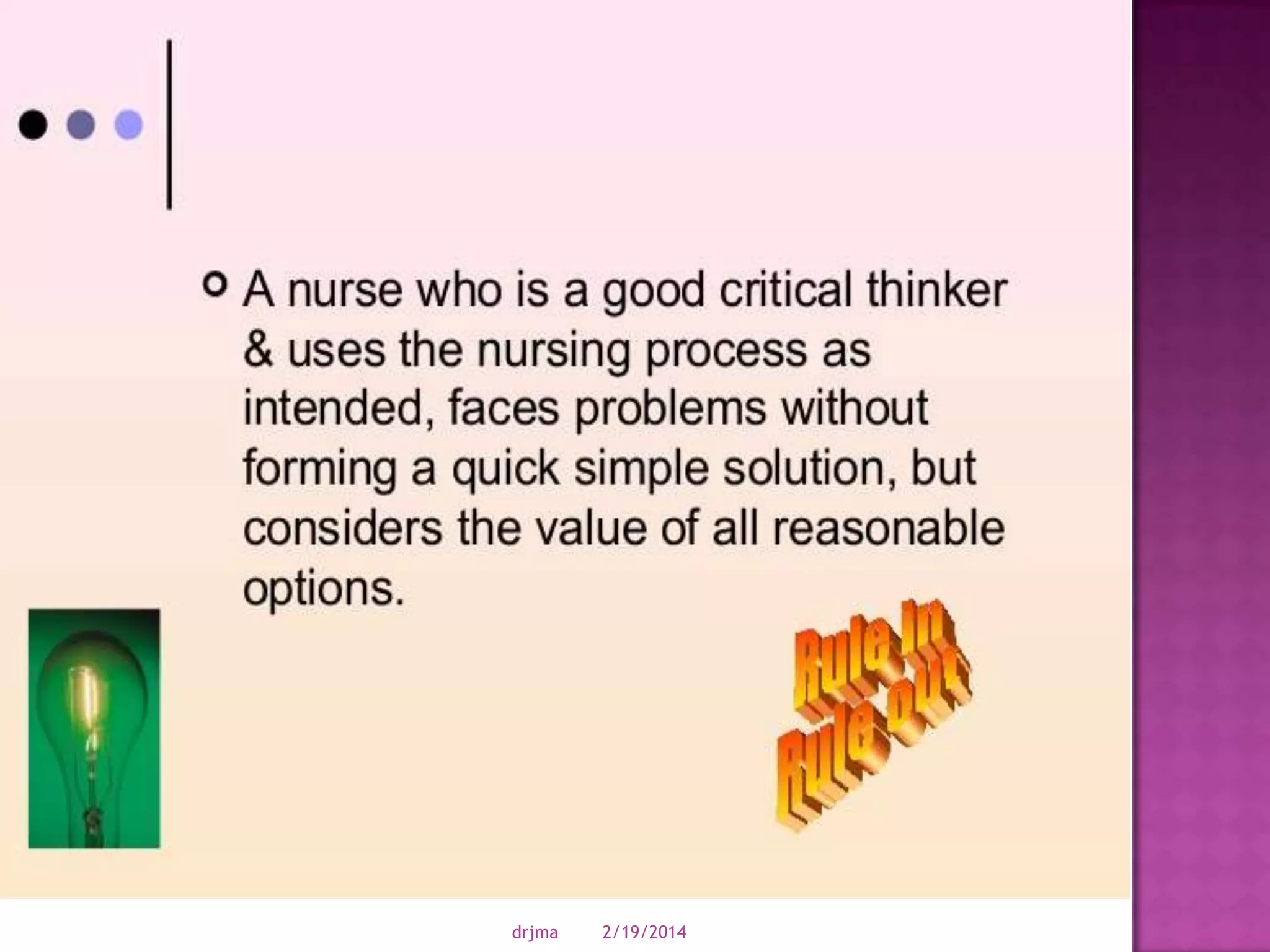 Critical thinking & Nursing Process drjma | PPTX