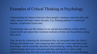 Critical thinking oral presentation | PPTX
