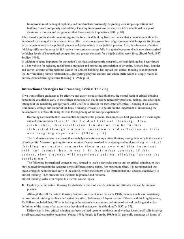 Critical thinking paper 2 | PDF