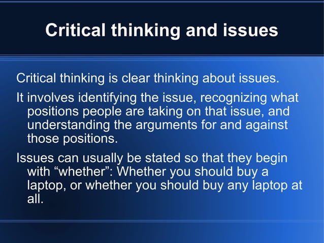 Critical Thinking Issues, Analysis and Contentions | PPT
