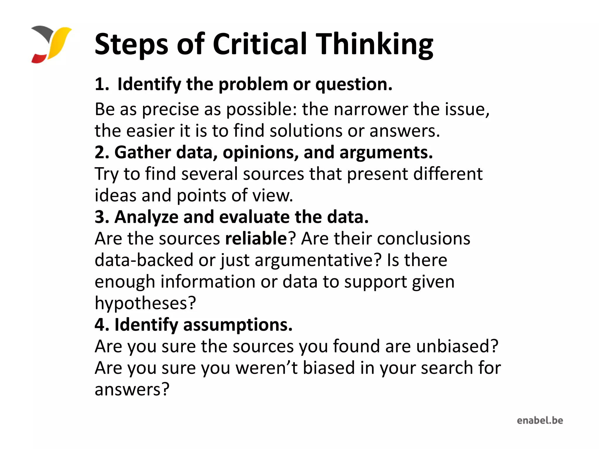 Critical Thinking power point DES.pptx | Educational Assessment | Education