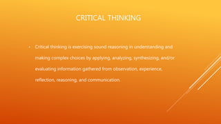 Critical thinking pp | PPTX
