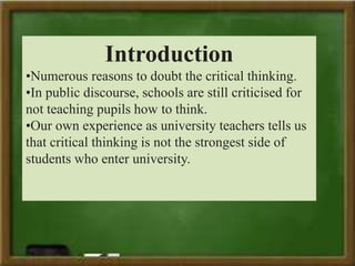 Critical thinking ppt | PPTX | Education