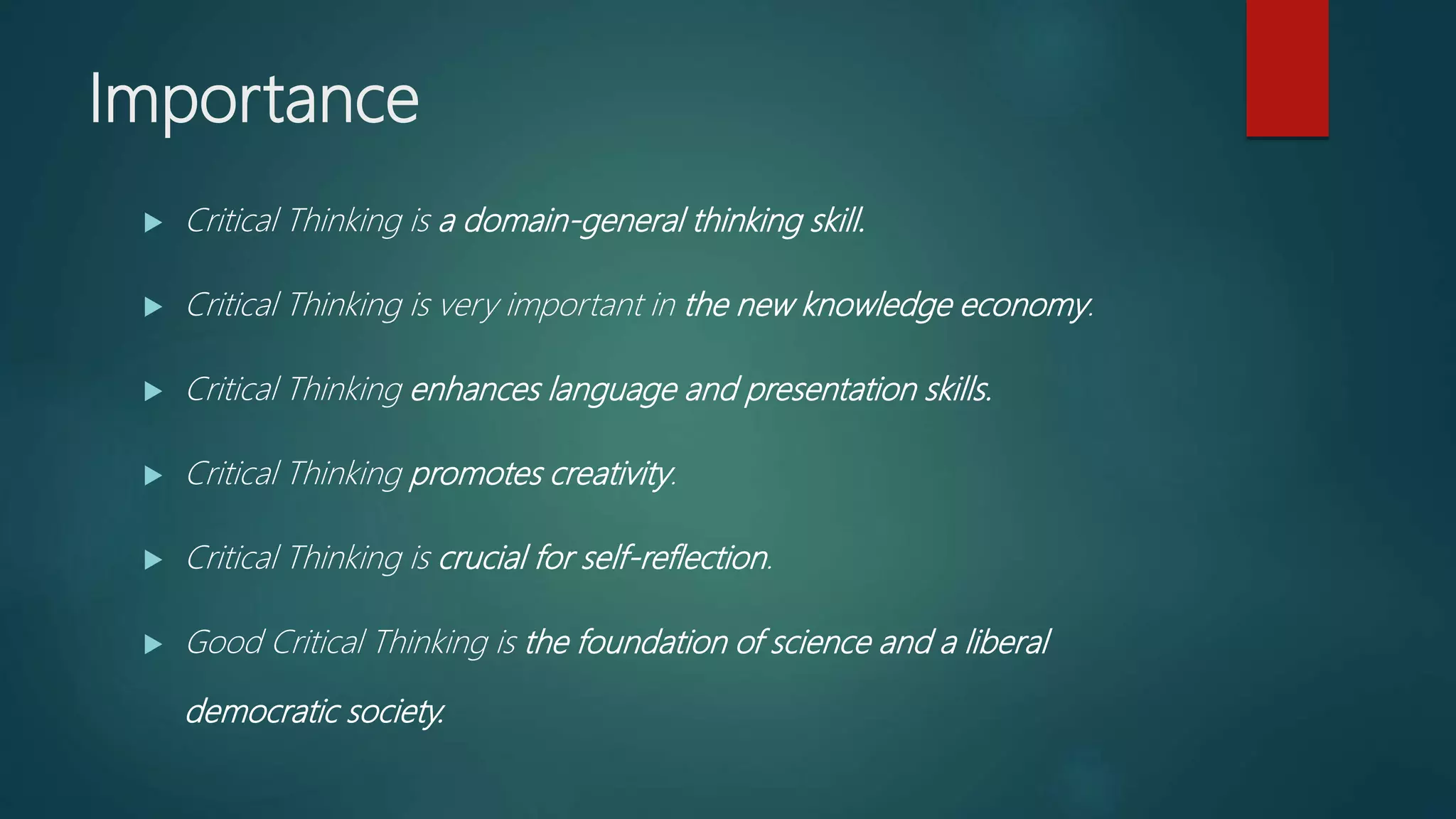 Critical thinking presentation | PPTX