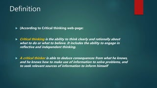 Critical thinking presentation | PPTX