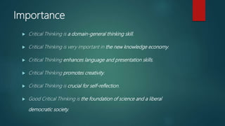 Critical thinking presentation | PPTX