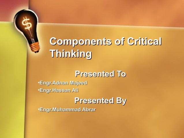 Critical thinking presentation | PPT