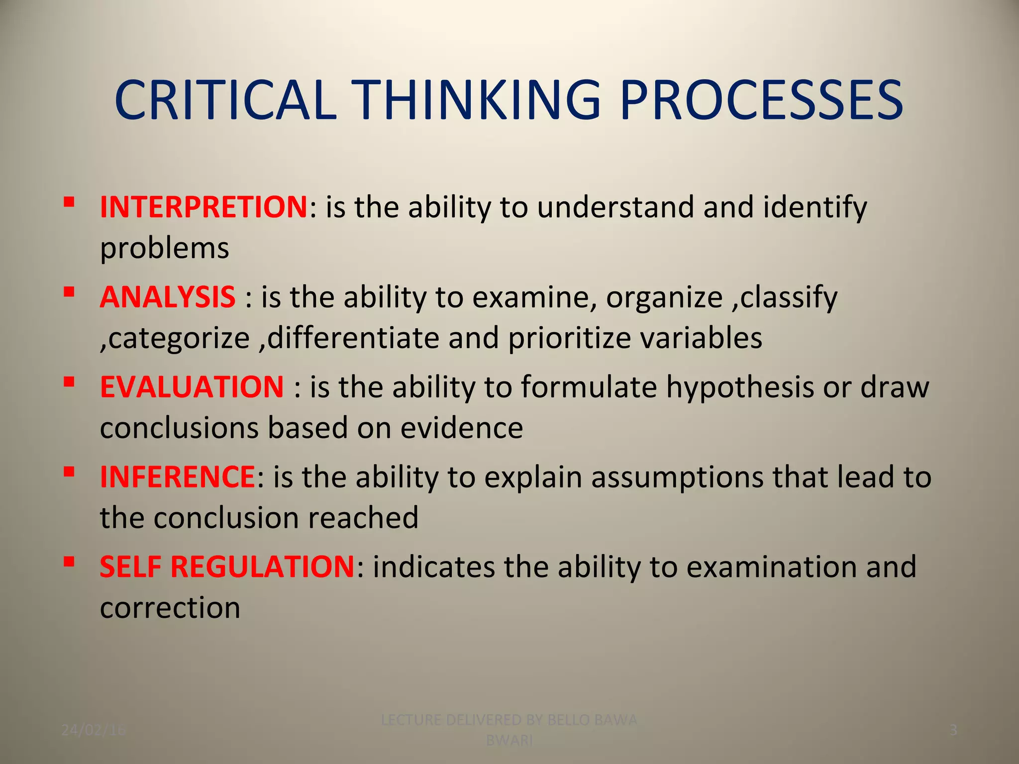 Critical thinking process(1) | PPT
