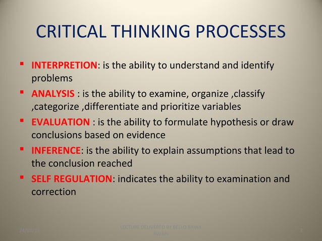 Critical thinking process(1) | PPT