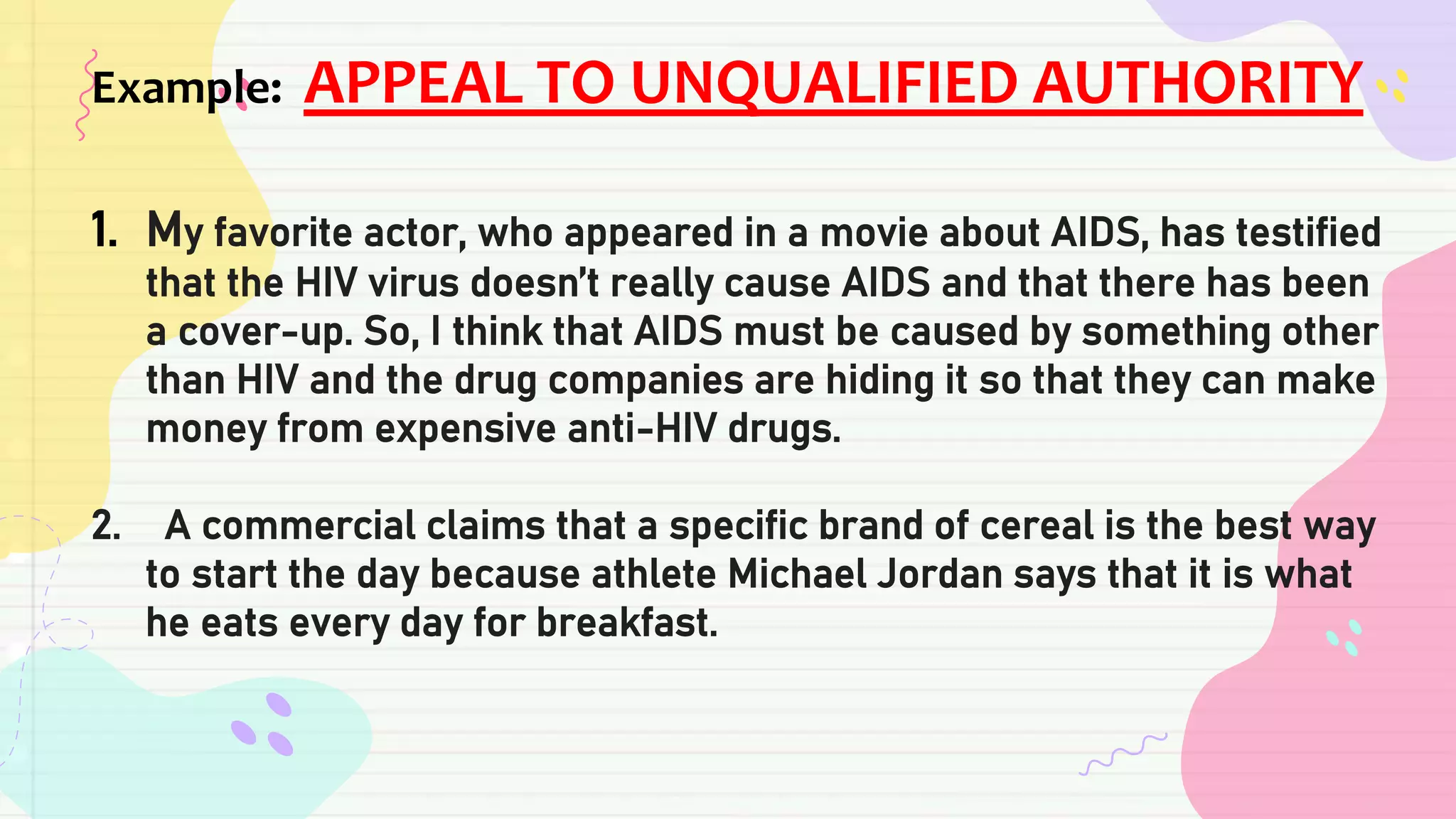 Ad hominem and Appeal to authority Fallacies | PPTX