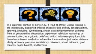 Critical thinking skills | PPTX