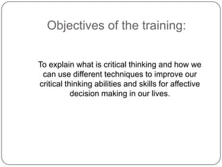 Critical thinking skills ppt | PPTX