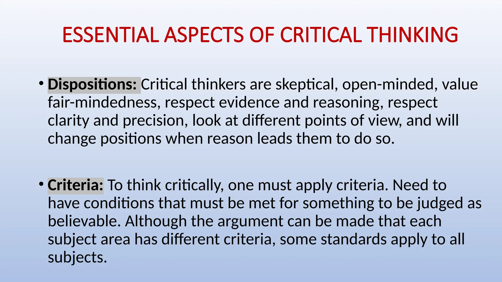 CRITICAL THINKING.pptx / Evidence Based Practice / Critical thinking ...