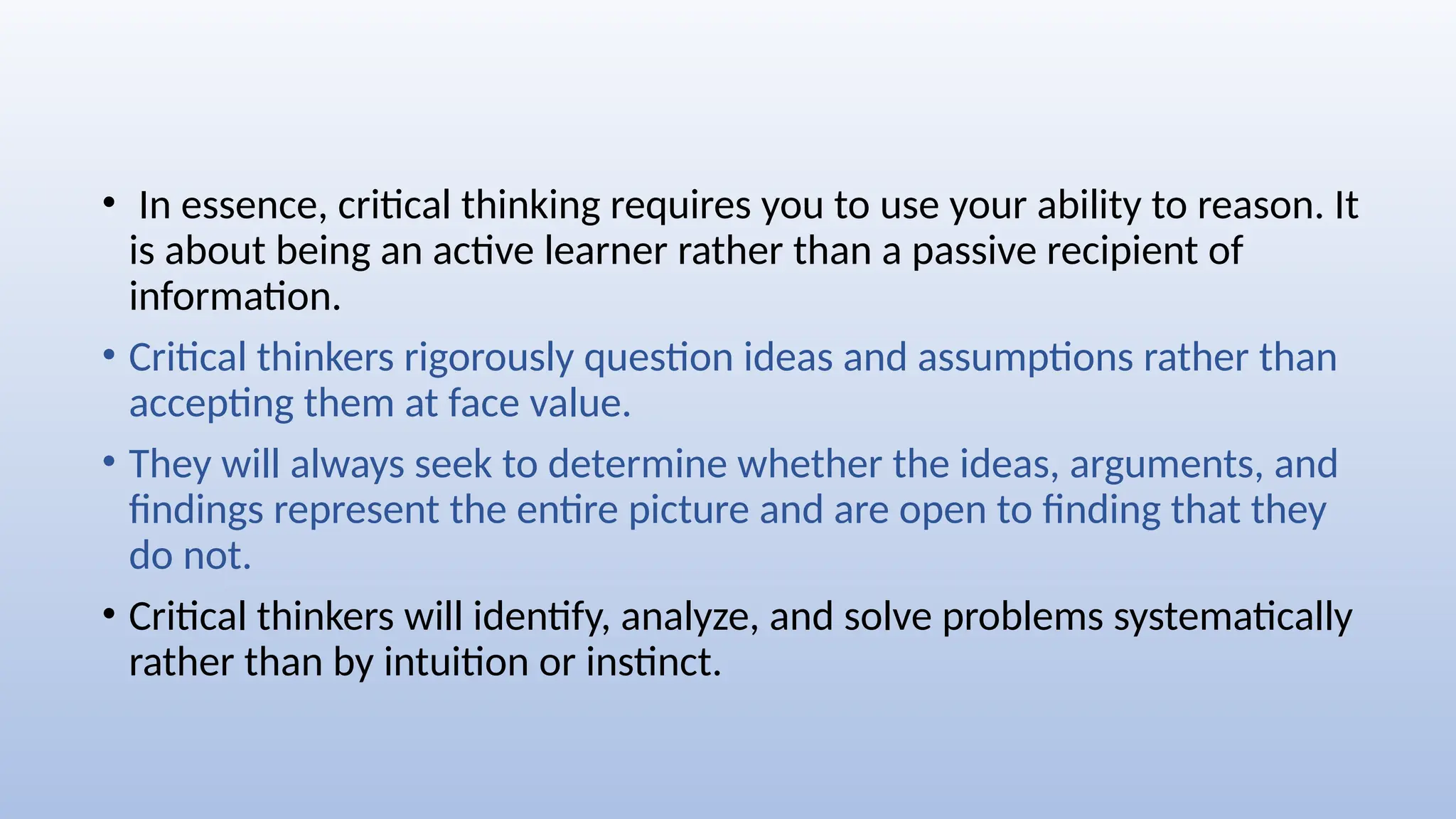CRITICAL THINKING.pptx / Evidence Based Practice / Critical thinking ...