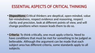 CRITICAL THINKING.pptx / Evidence Based Practice / Critical thinking ...