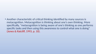 CRITICAL THINKING.pptx / Evidence Based Practice / Critical thinking ...