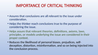 CRITICAL THINKING.pptx / Evidence Based Practice / Critical thinking ...
