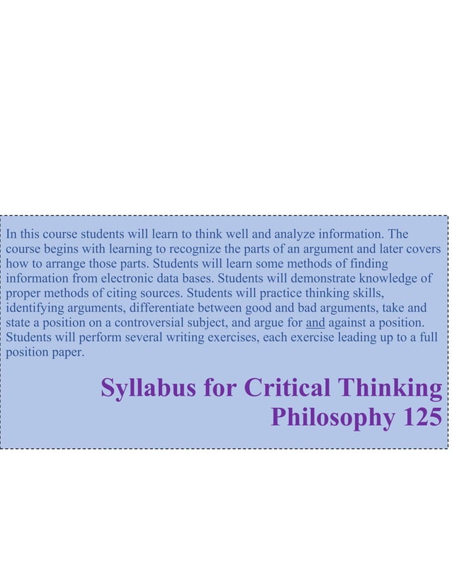 Critical Thinking syllabus | PDF