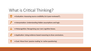 Critical Thinking, Synthesis, and Literature Review Strategies | PPTX