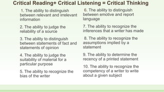 Critical thinking university success international | PPTX