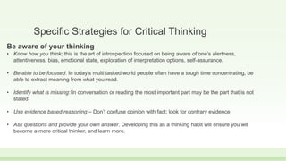 Critical thinking university success international | PPT