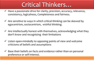 Critical thinking vs. creative thinking | PPTX