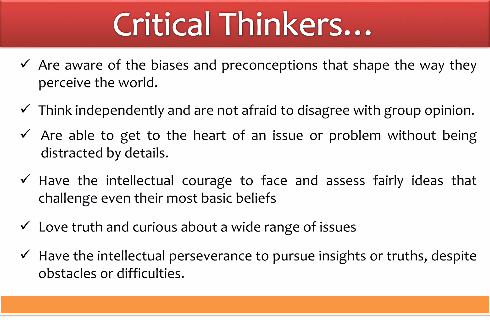 Critical thinking vs. creative thinking | PPTX