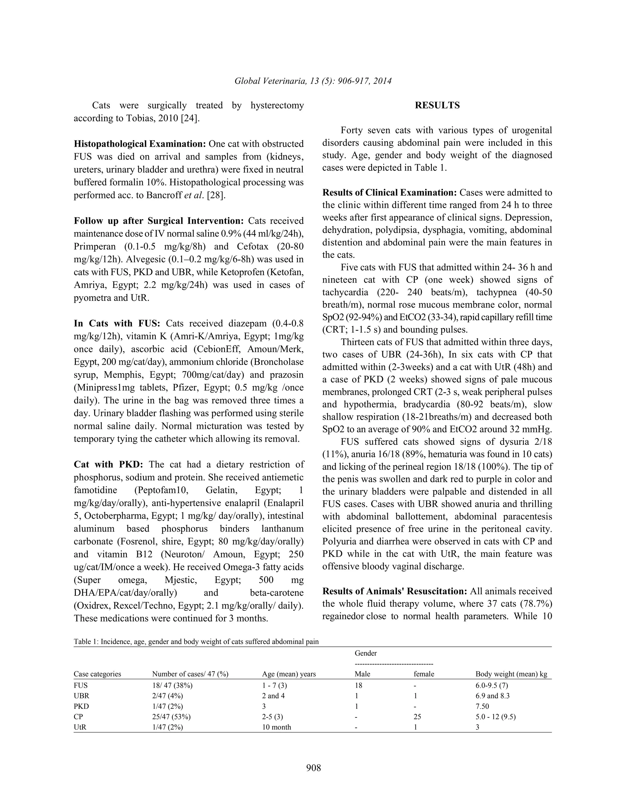 Critical urogenital disorders causing abdominal pain in intact cats | PDF